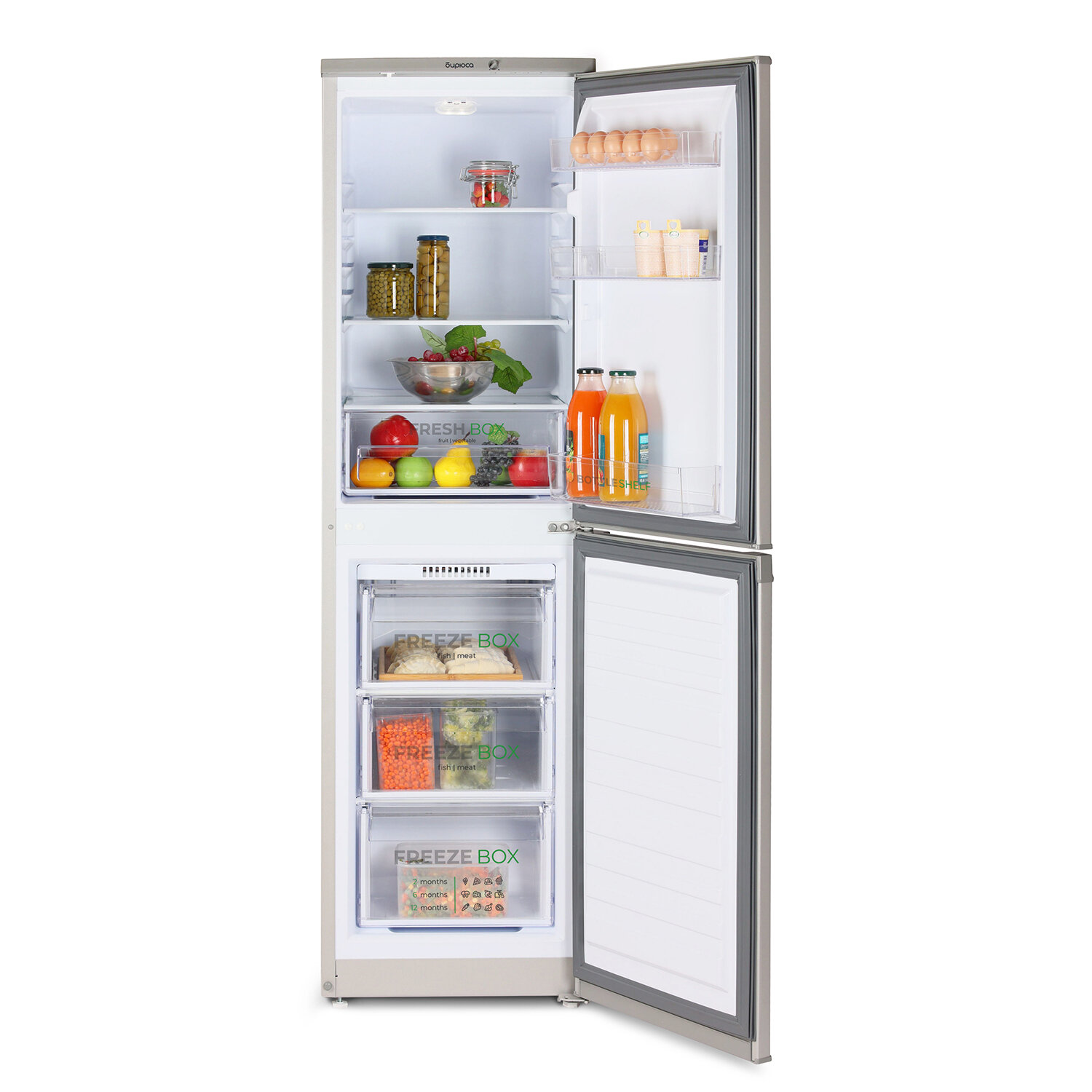 Двухкамерный холодильник Бирюса M 420 бирюса, металлик, 205л