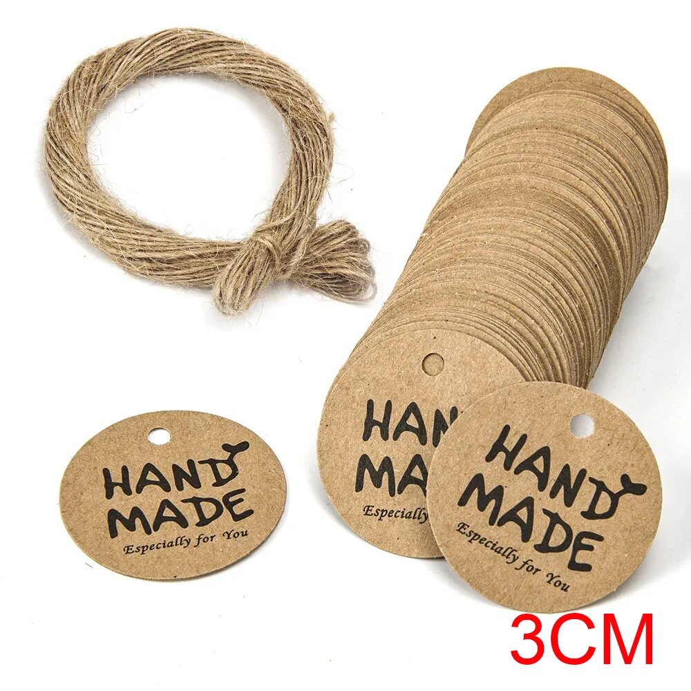 Подарочные бирки из крафт-бумаги, 100 шт. D-100pcs