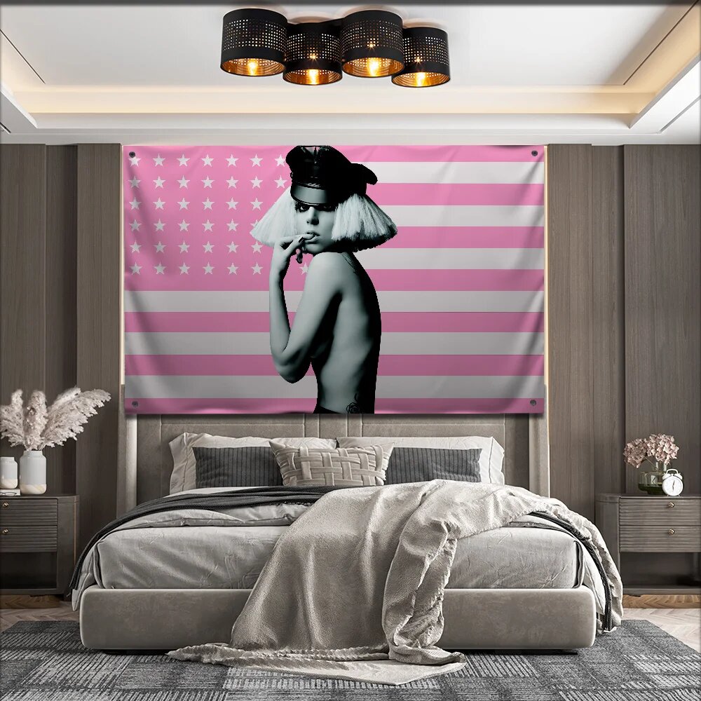 America L-Lady Gaga Singer USA Flag For Garden Flags Party Living Room Home Balcony Wall Decor Banner Bedroom Tapestry Outdoor
