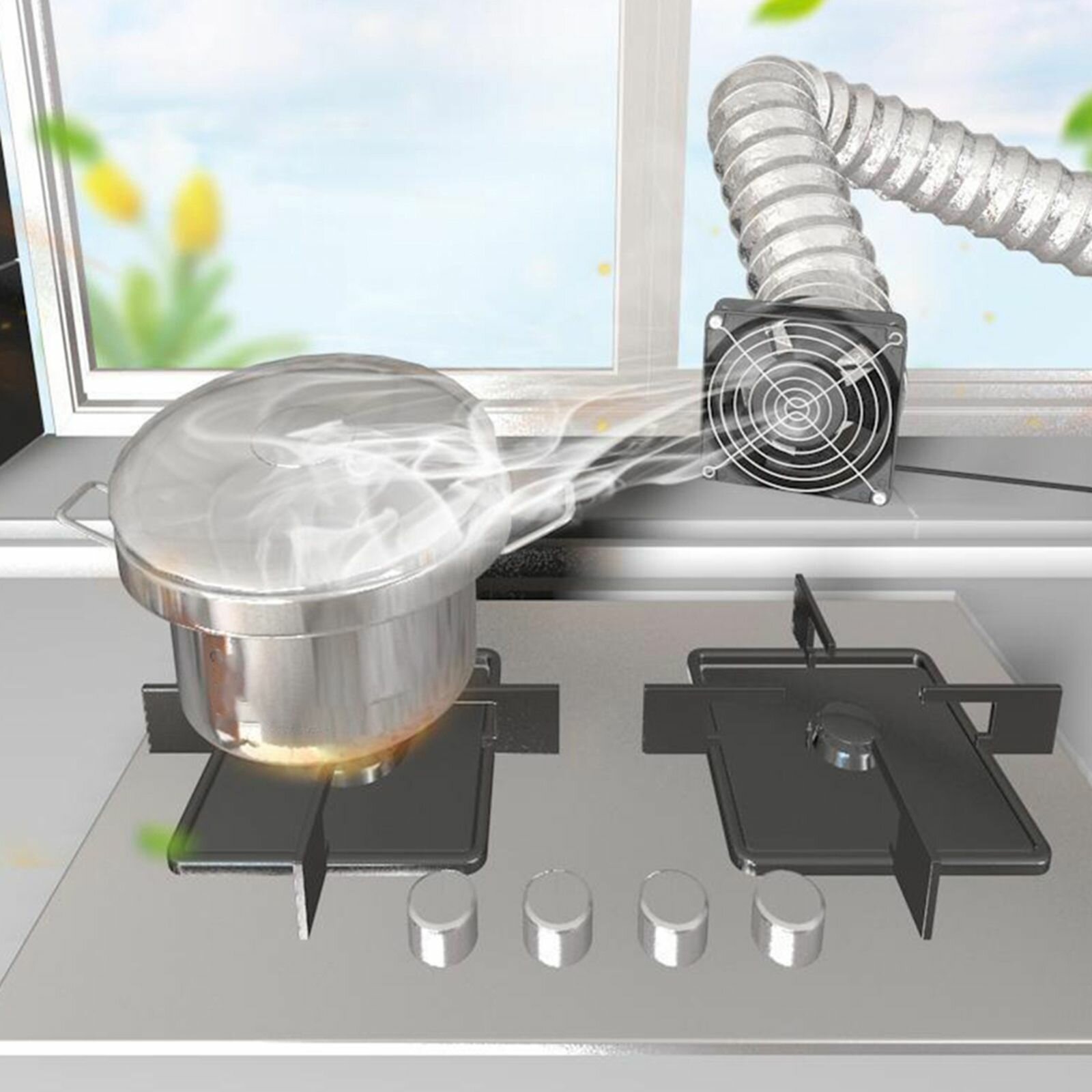 Компактный комплект вытяжного вентилятора 12см с регулируемой скоростью для установки на потолок или окно