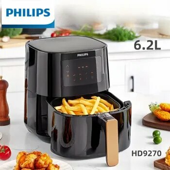 Philips Аэрогриль HD9270/81, черный, хром