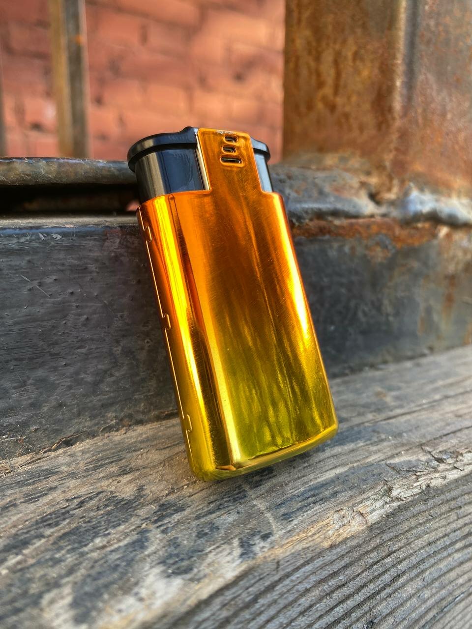 Зажигалка гибридного типа Мандариновый взрыв, серия градиент (турбо пламя и обычное), без газа