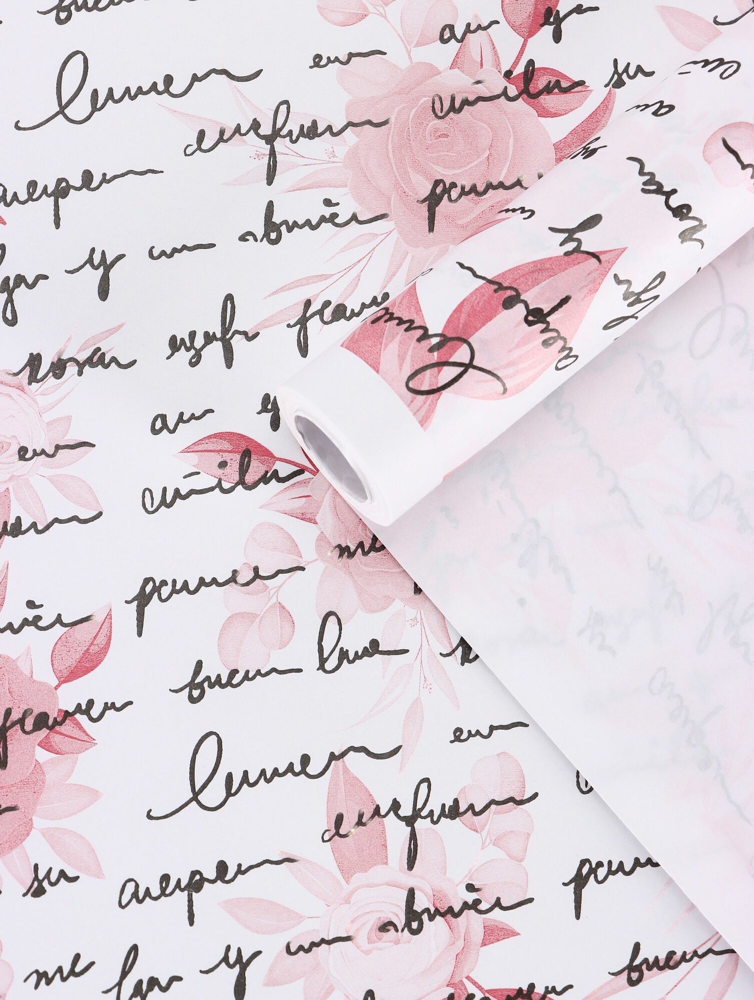 Бумага упаковочная крафт белый Розы письмо , малиновый/графит, 0.72 10 5% м, 60 г