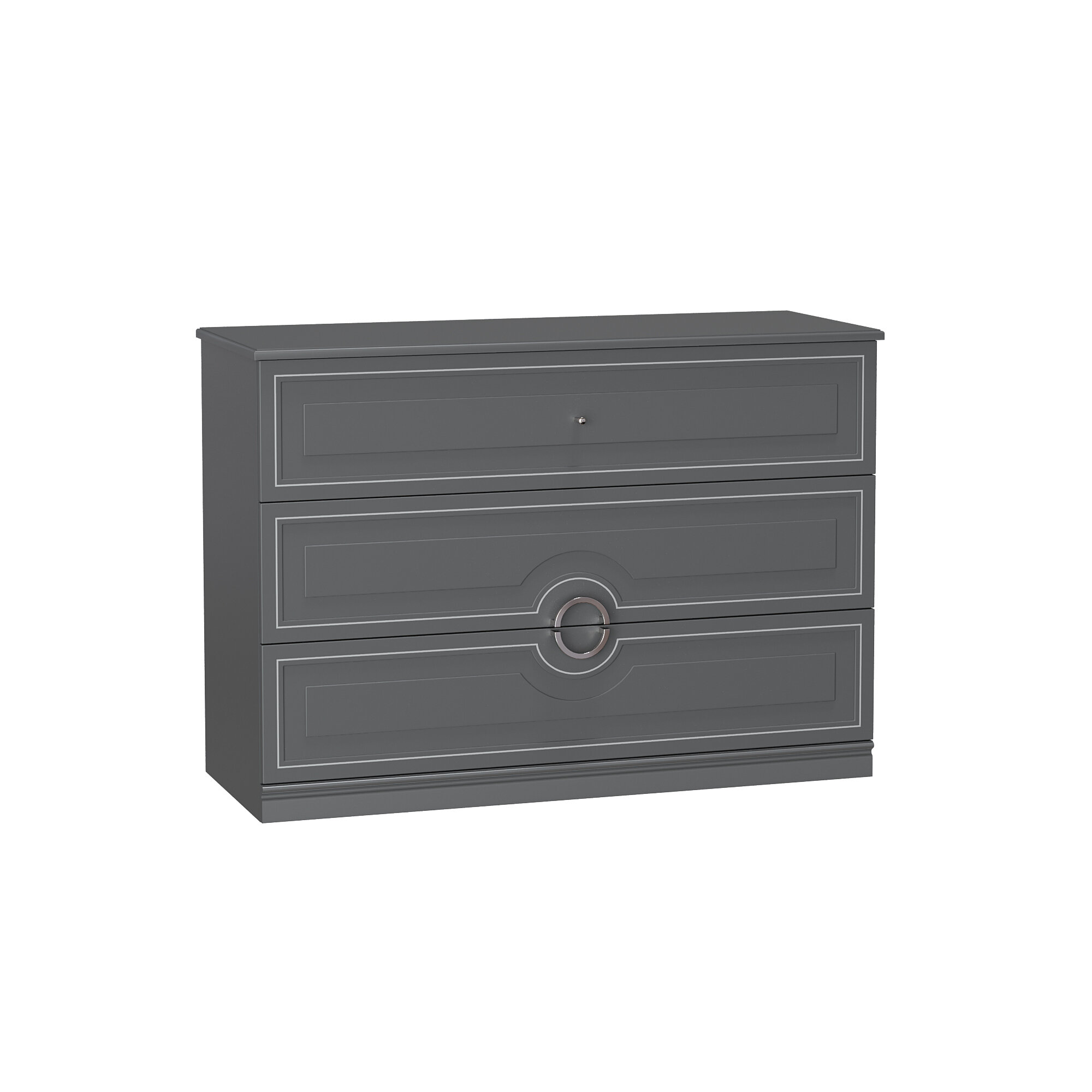 Комод для одежды деревянный Вилла с 3 ящиками, 120х46.9х111.7 см, Оникс серый