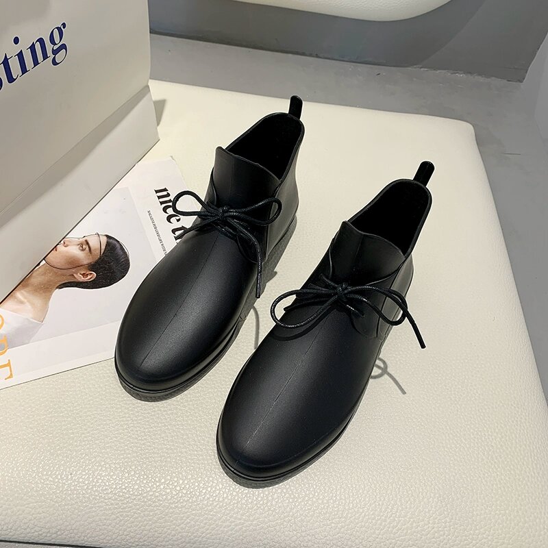 Модные полусапожки из бархата, резиновые сапоги, женские, короткие, теплые, резиновые сапоги, низкие, водонепроницаемые, нескользящие, кухонные, резиновые, бахилы