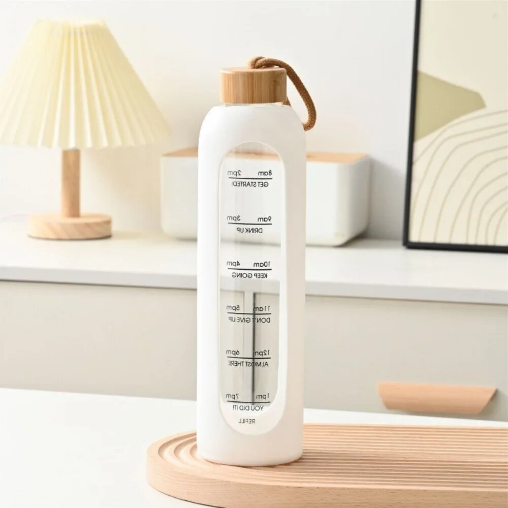 Стеклянная бутылка "большая ёмкость", для воды, стекло, bamboo крышка, 1000 мл