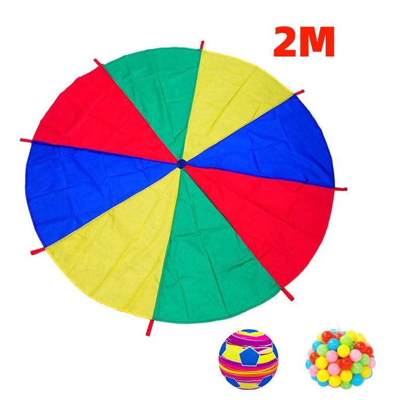 Детская командная игра в диаметре 2 м-4 м, реквизит, радужные игрушки с парашютом, сумка для прыжков, игровой коврик для школьной деятельности, игра-головоломка, 2m, Унисекс