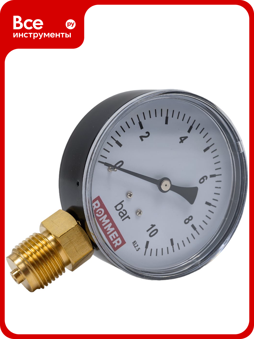 Манометр ROMMER радиальный корпус dn 80 мм 1/2", 0.10 бар, кл.2.5 rim-0010-801015 RG00929SFN4ONL