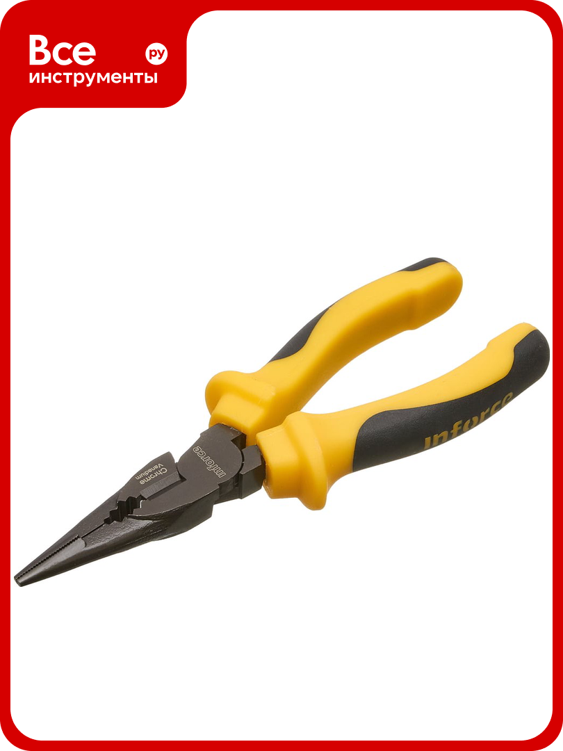Никелированные длинногубцы Inforce 160мм 06-18-46
