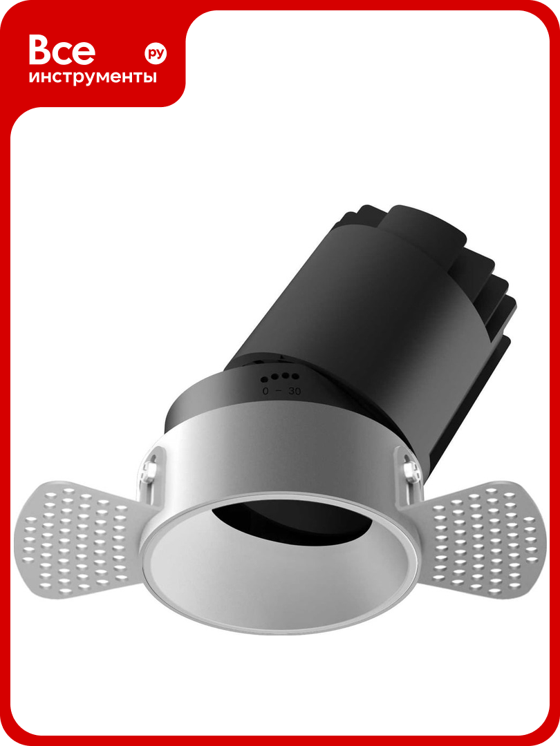 Светодиодный светильник FIBERLI 302T75, круглая рамка, белый отражатель, Простота и удобство при монтаже