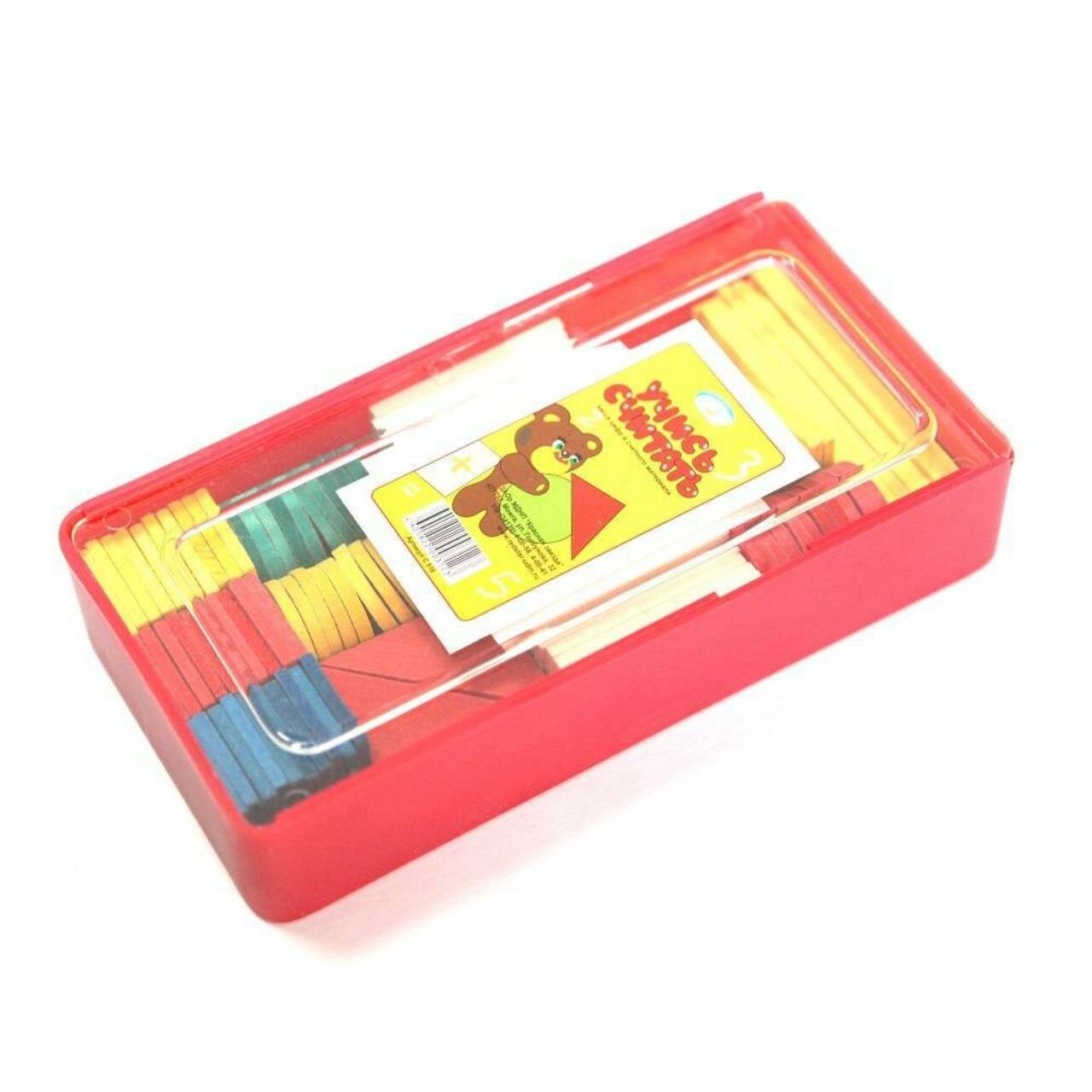 Касса цифр и счетных материалов можга учимся считать 128 элементов деревянных в пластиково упаковке