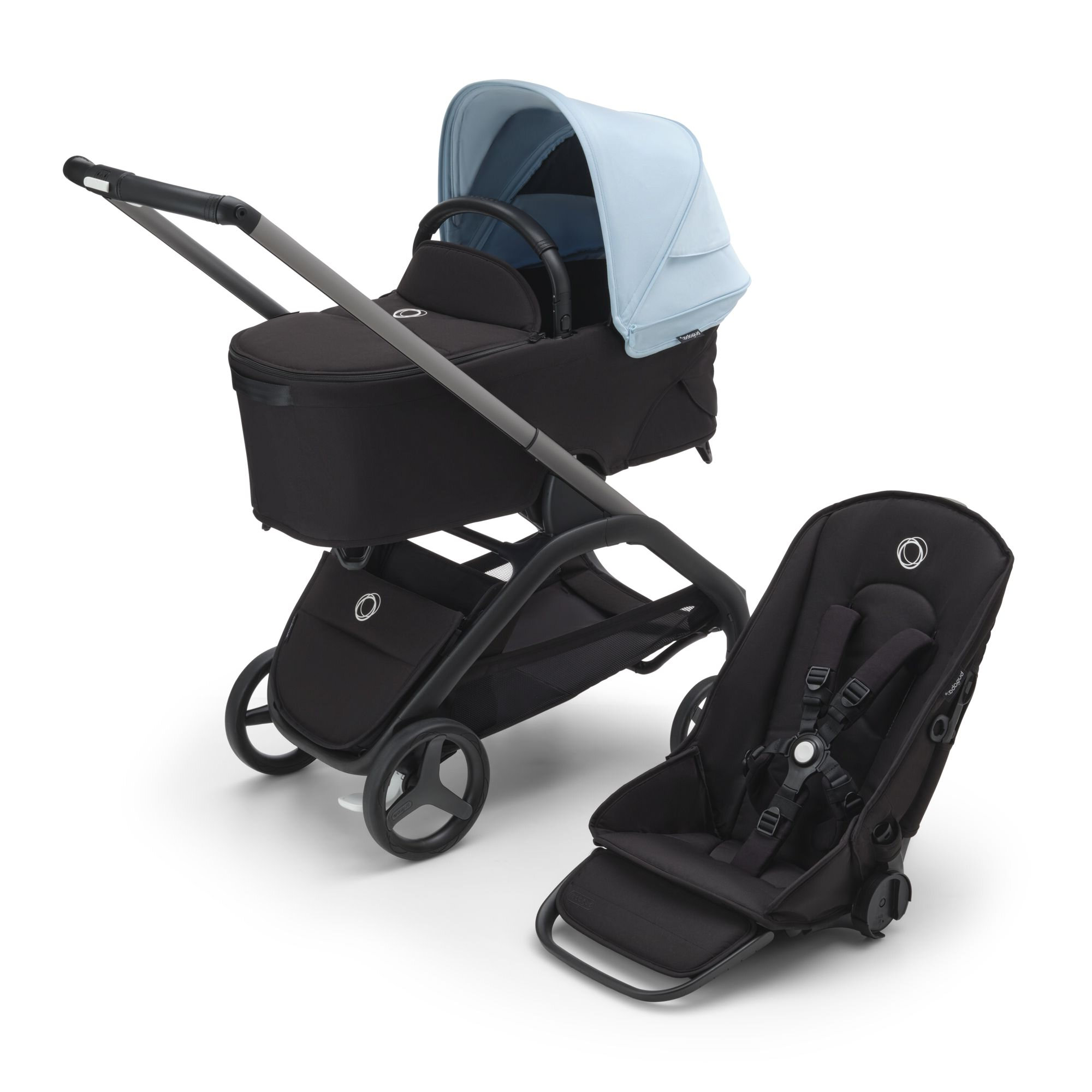 Коляска 2 в 1 Bugaboo Dragonfly на шасси graphite/black/skyline blue
