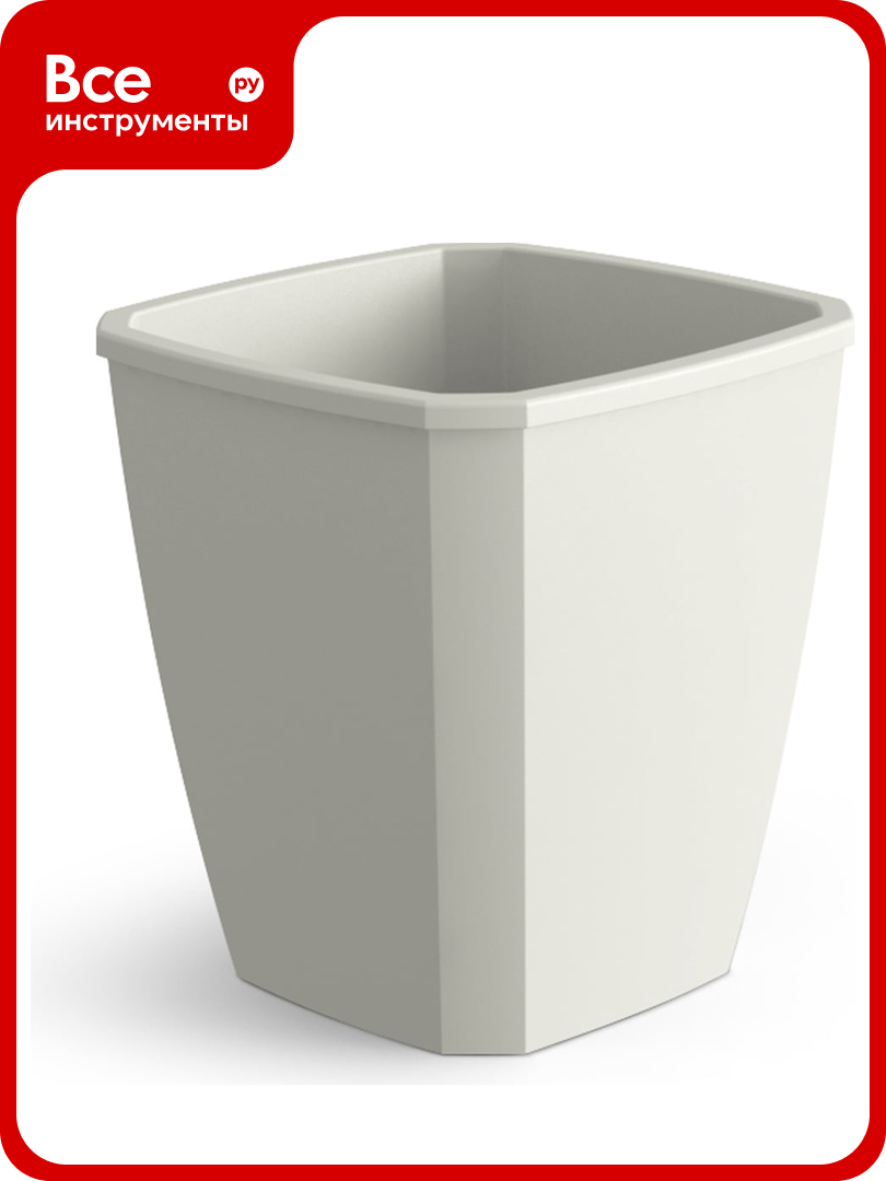 Квадратное кашпо Martika Лаунж с дренажной вставкой, светло-серое, С372СЕР 4 л, для озеленения интерьера