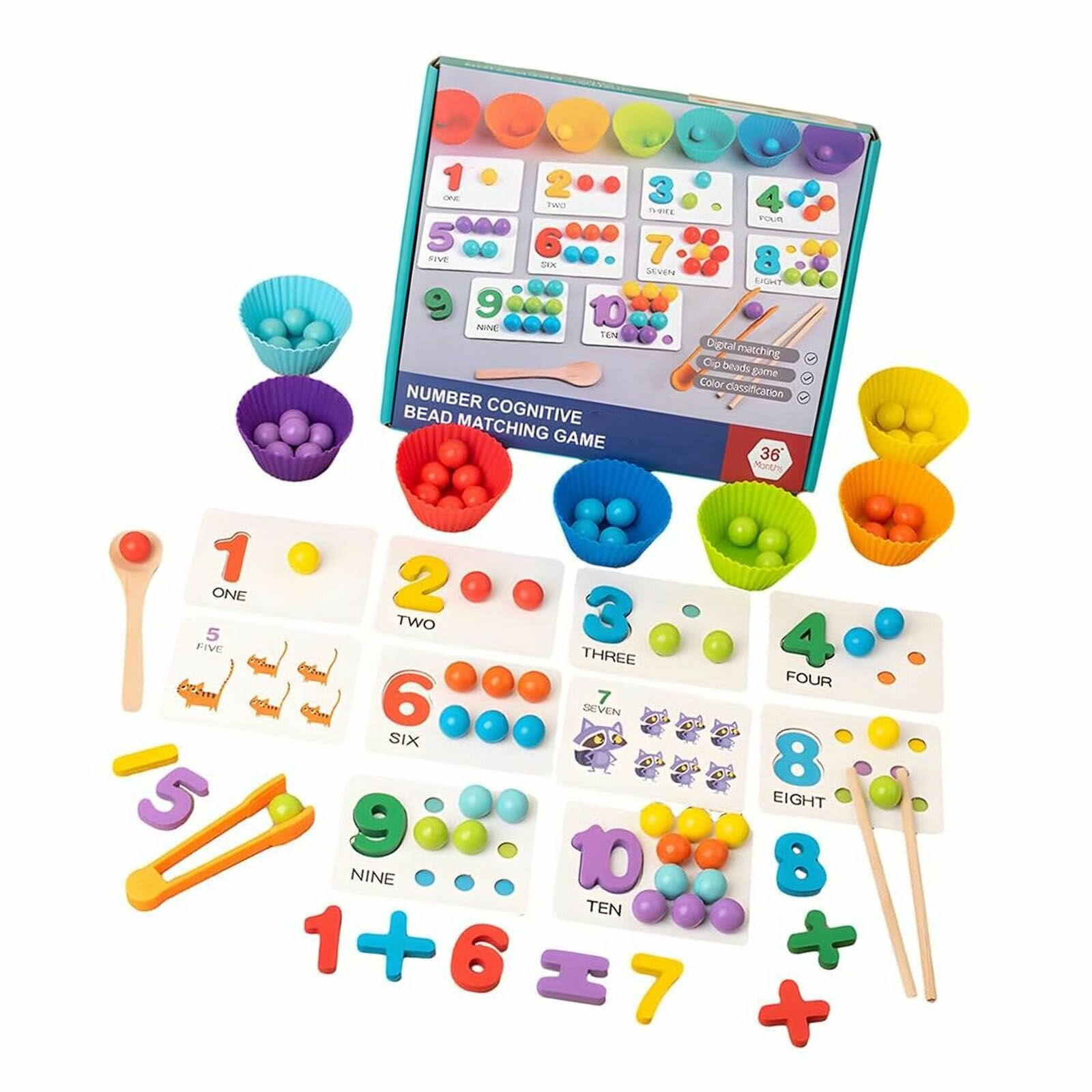 Обучающая игрушка по математике деревянная доска с колышками и бусинами для изучения цветов чисел