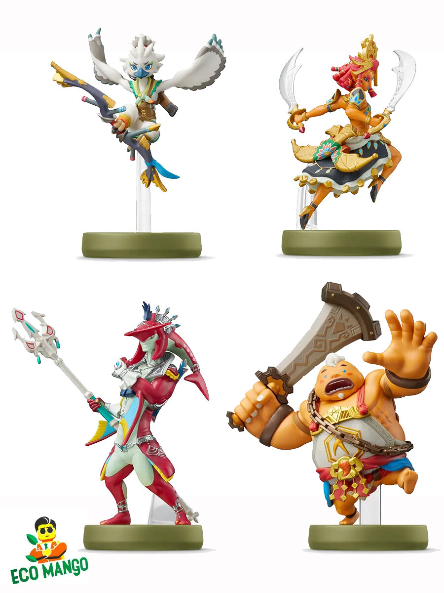 Фигурка Nintendo Amiibo Tulin, Riju, Sidon, Yunobo, 4 упаковки, Zelda Tears of the Kingdom, Switch 2