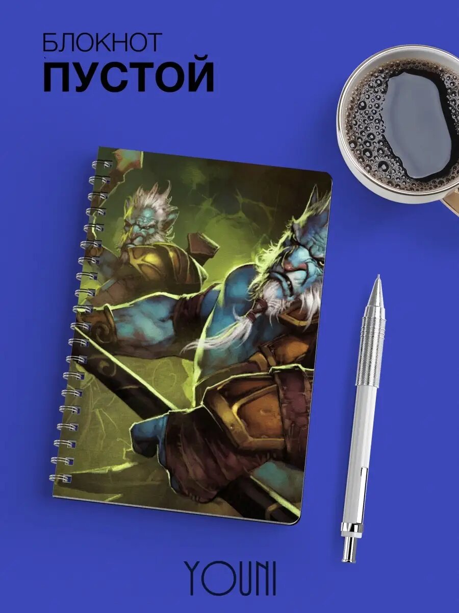 Блокнот без линовки с Дотой 2 белые листы Тетрадь Дота 2 50 листов, обложка с матовой ламинацией