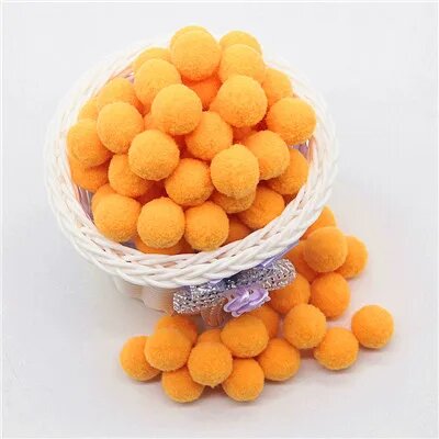 Помпоны 8/10/15/20/25/30 мм Оранжевый, 38 orange red 20g, 12-15mm