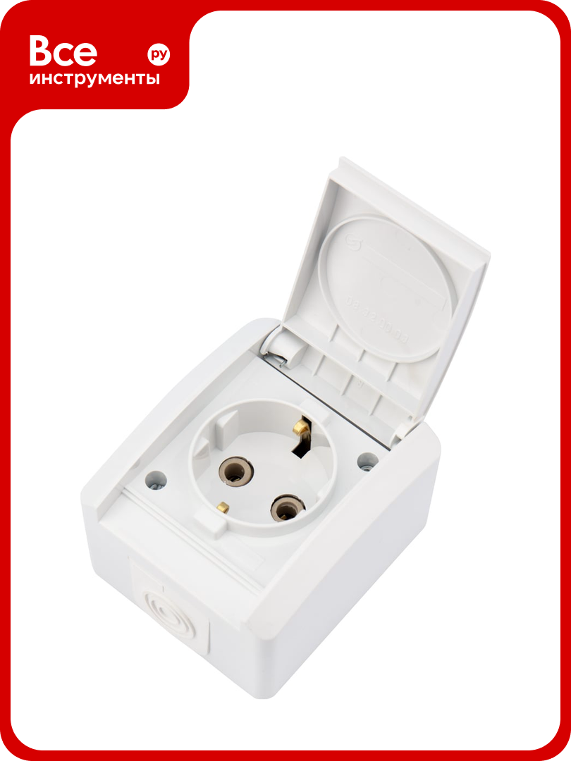Накладная розетка (керамика) KRANZ INDUSTRIAL, IP54, с заземлением, о/у, белая KR-, для организации электроснабжения