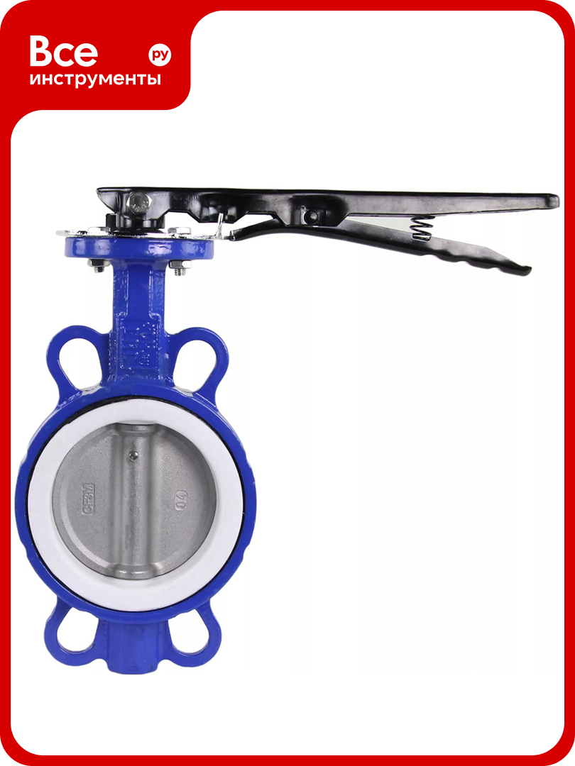 Поворотный затвор DN.ru WCB-316L-PTFE Ду80 Ру16, углеродистая сталь, PTFE, с ручкой D050-02417, использования в качестве