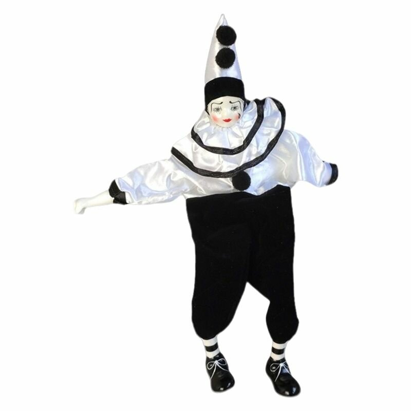 Фарфоровая кукла-Арлекин в парчовой одежде для подарка на День Святого Валентина