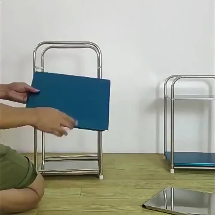 Стеллаж для хранения, нержавеющая сталь, 3 яруса, серебристый, 31 см x 28 см