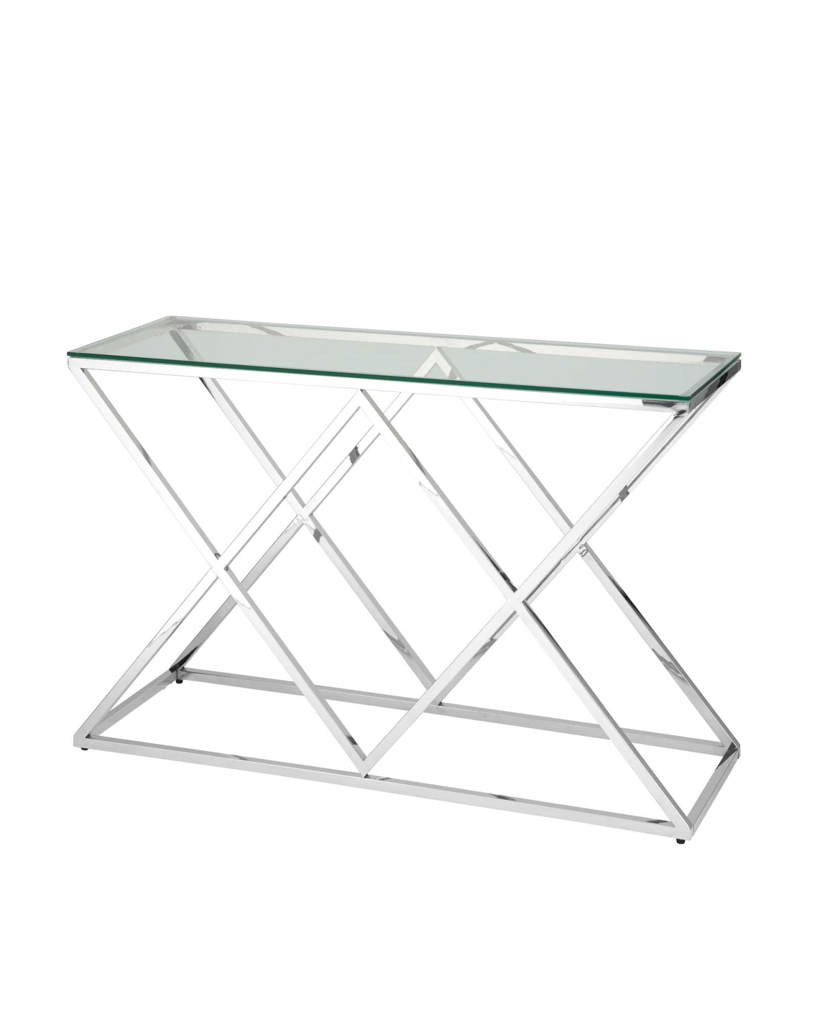 Стол-консоль инсигния 120*40 STOOL GROUP серебряный, металл и стекло, прямоугольная столешница, прямоугольное основание