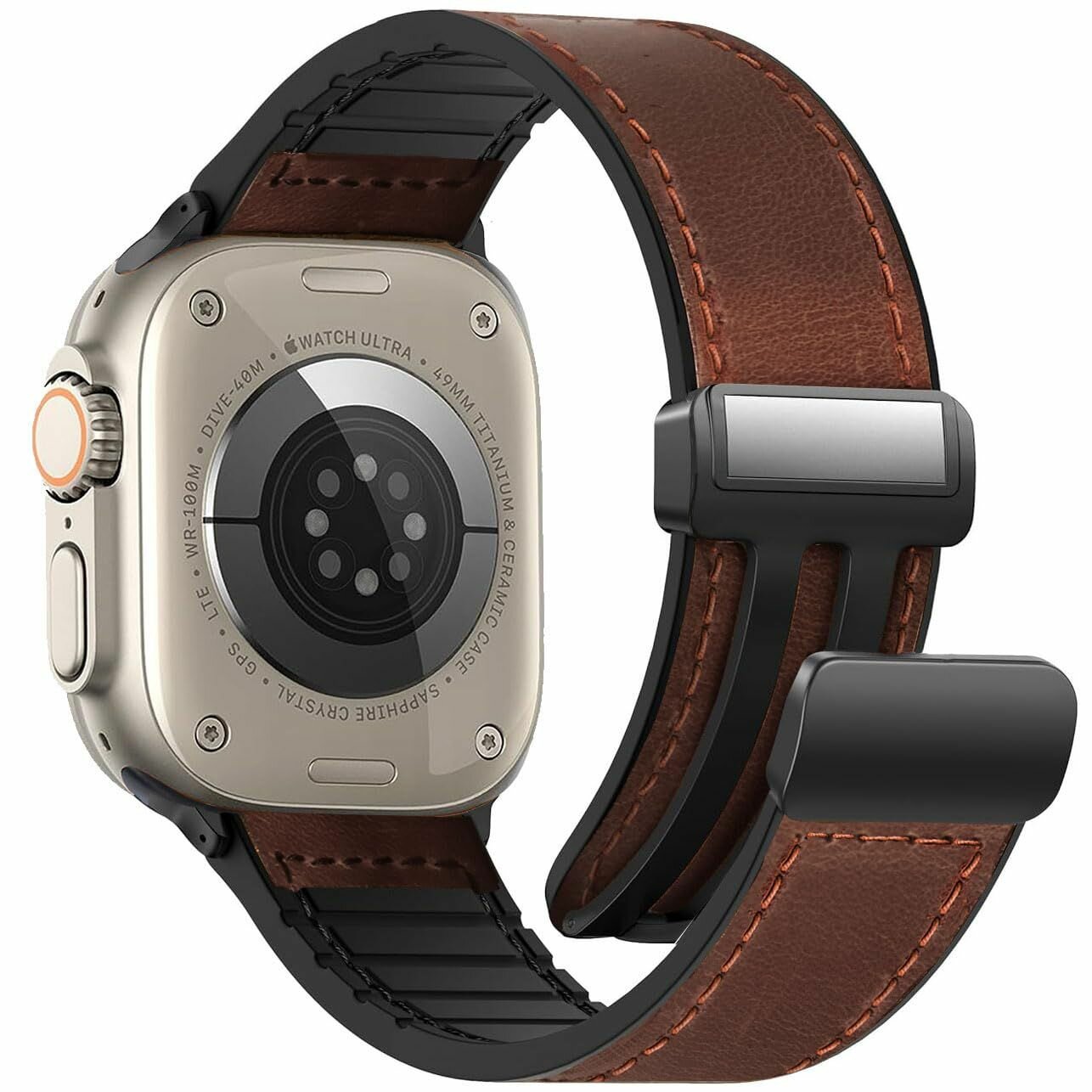 Магнитный кожаный ремешок для Apple Watch Ultra 1 2 полосы 49 мм 45 мм 41 мм браслет 40 мм 44 мм 38 мм 42 мм iWatch Series 9 8 SE 7 6 5 4-ROMIKY