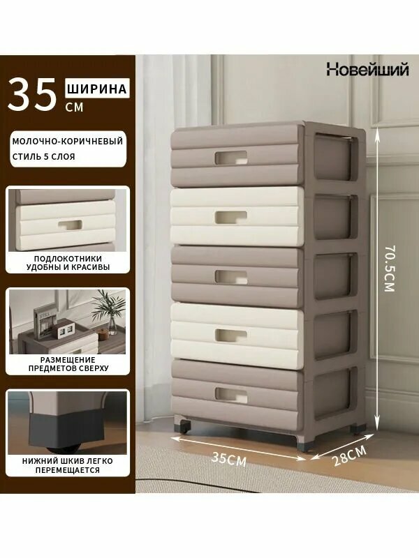 Комод для белья "HPL", HPL пластик, компактный, с колесиками