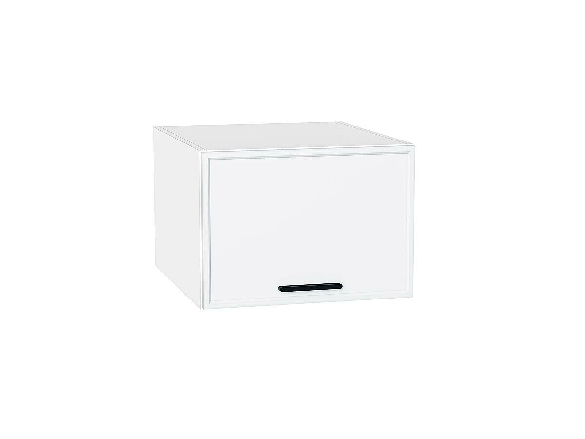Шкаф верхний горизонтальный глубокий Фрейм, цвет фасада White Silk, цвет каркаса Белый, 358*500*580 мм