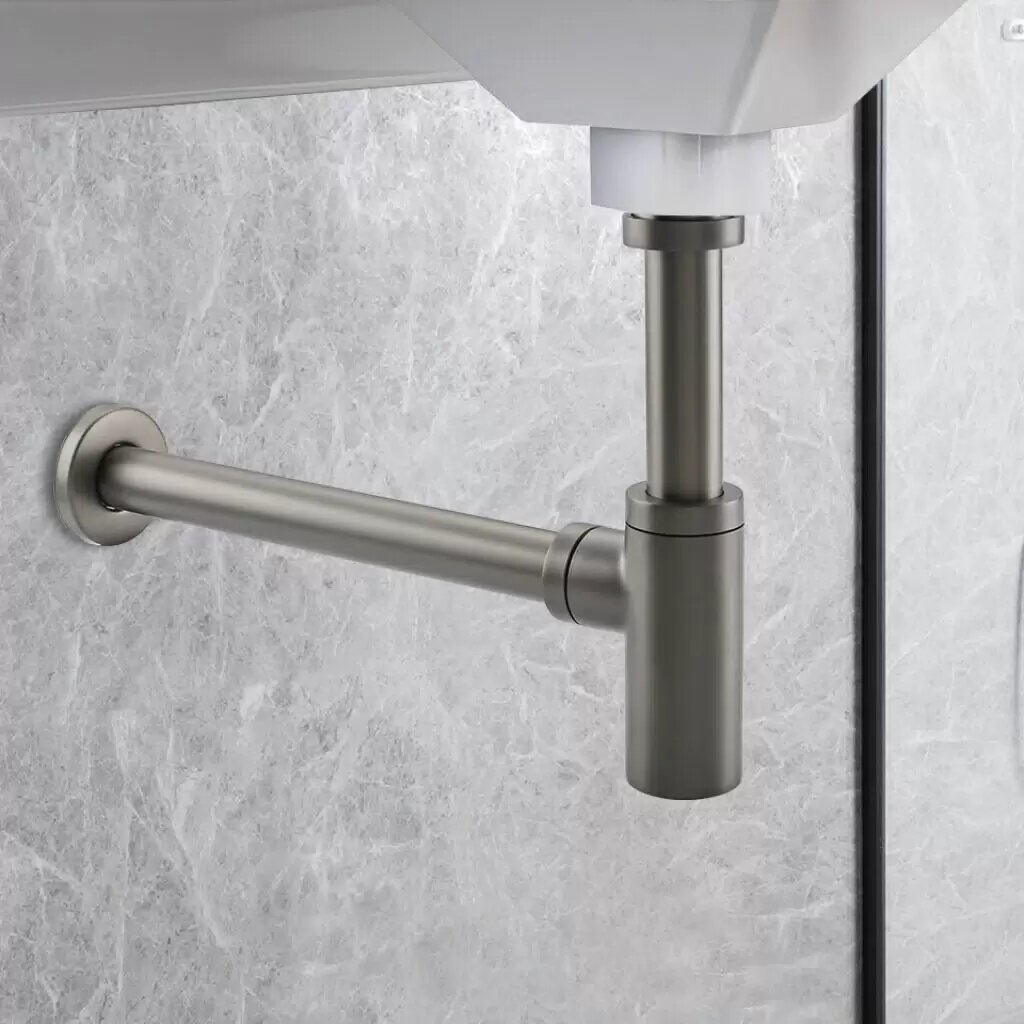 Сифон для раковины, Frap F82-9, оружейная сталь, металл, без выпуска