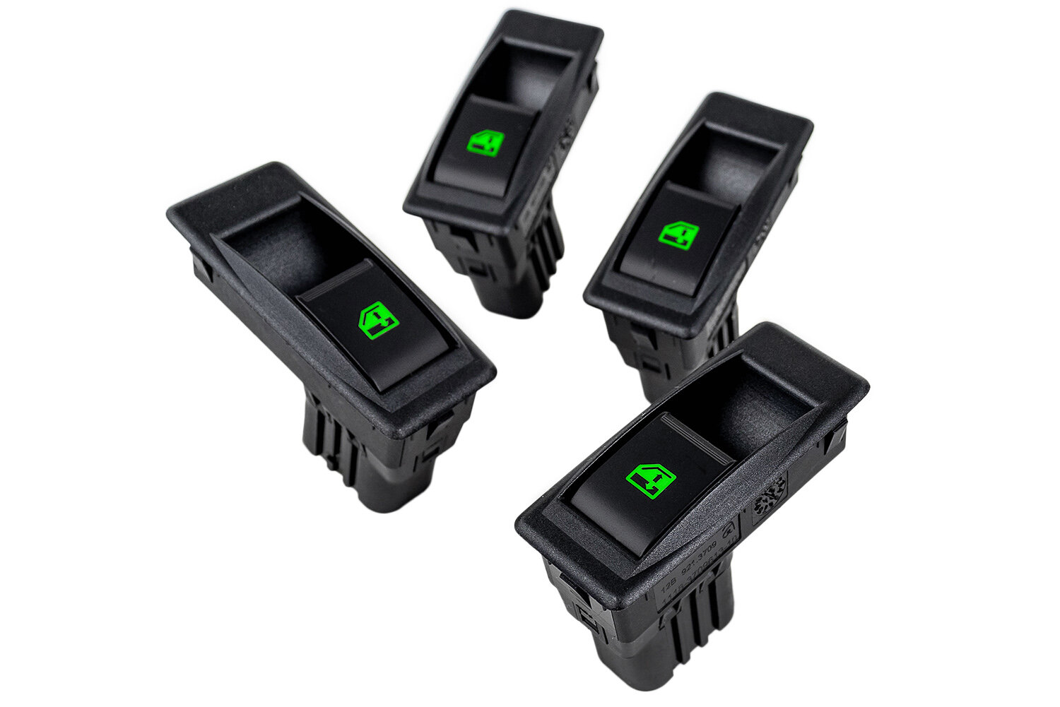 4 кнопки стеклоподъемника нового образца, зеленая подсветка АВАР на Лада Калина 1-2, Гранта