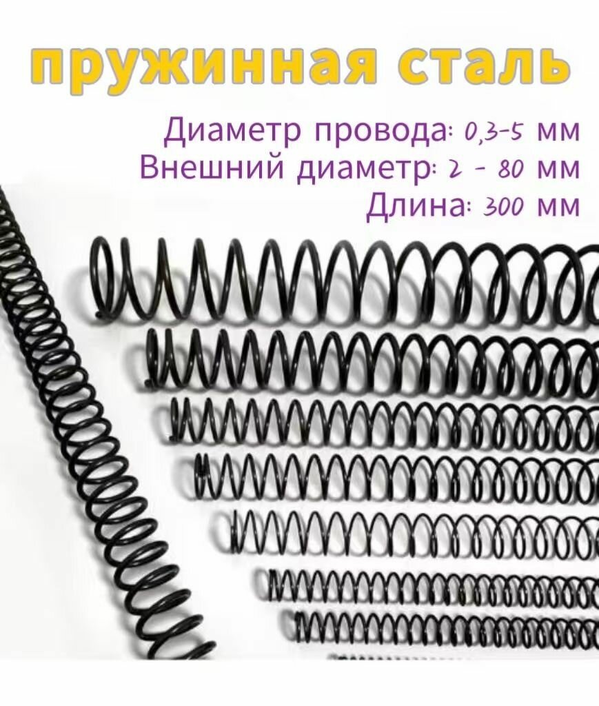 Пружина сжатия - 2.5*22*300 мм (диаметр проволоки * ширина * длина) Пружинная сталь - 1 на упаковку