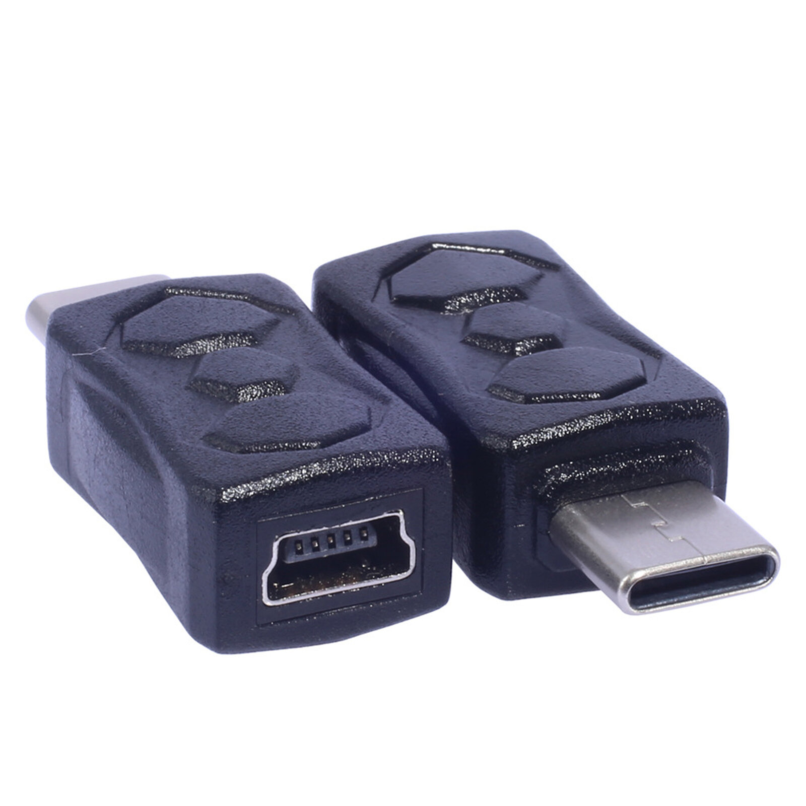 Адаптер Mini USB к Type C, черный, поддержка зарядки 5V2A и