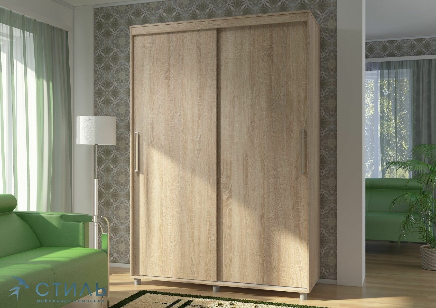 Шкаф-купе Комфорт-12 Прайм 1,5 м Без зеркал Дуб сонома светлый (Стиль)