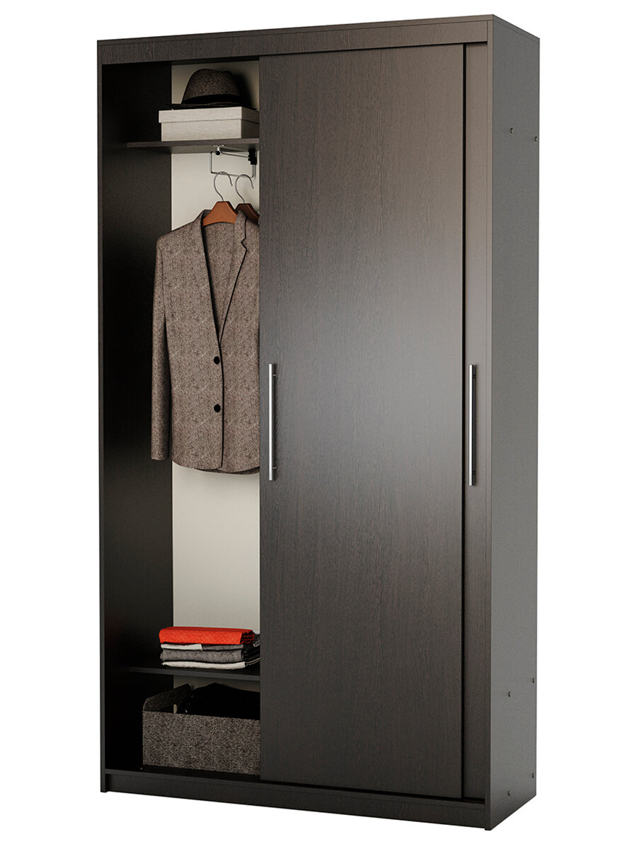 Шкаф-купе Шарм-Дизайн 2-х дверный Эконом платяной 100х45х200 см, ЛДСП Венге
