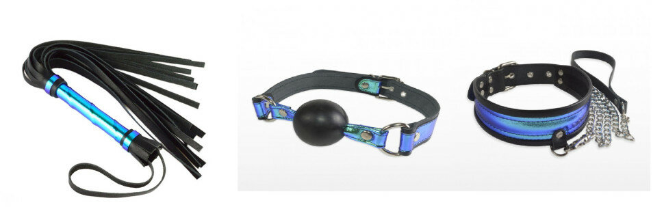 БДСМ набор #Радуга, 3 предмета (кляп, ошейник, плеть)