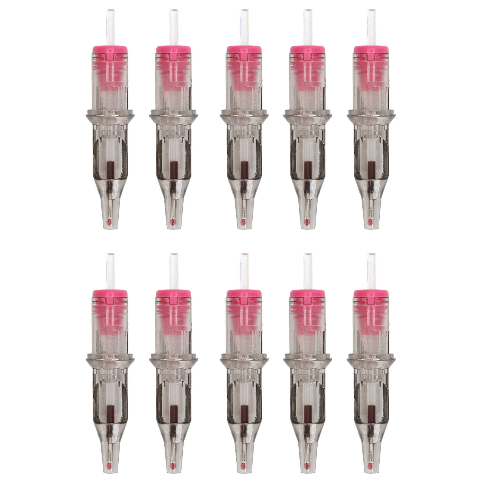 10 шт, 2 мл, картриджи для шариковой ручки для татуировки, лайнер, шейдер, наконечник 0,5 мм, картриджи для шариковой ручки для практики, розовый