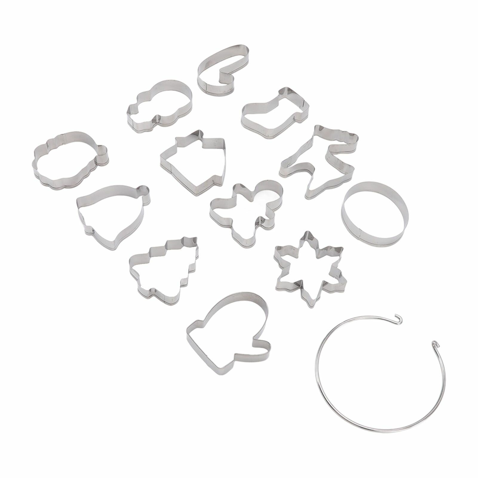 12шт рождественские формочки для печенья из нержавеющей стали, быстросъемные серебряные формочки для печенья с кольцами для хранения для украшения торта, рождественская тема