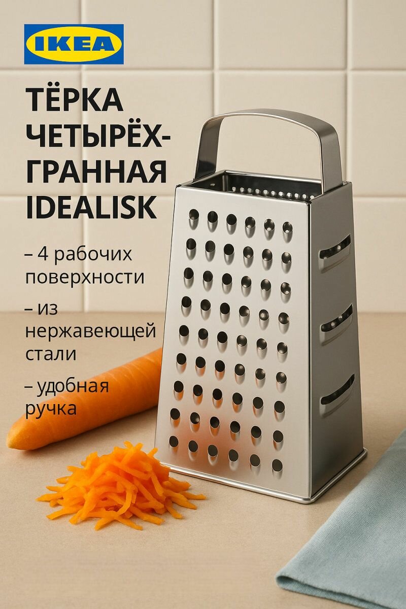 Тёрка четырёхгранная IKEA IDEALISK (идеалиск), из нержавеющей стали, 20 см, 1 шт