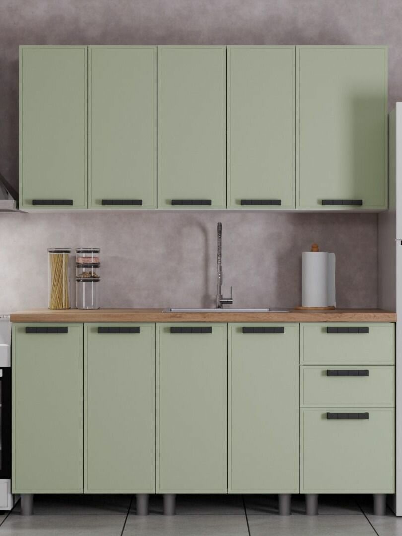 ARNIKA Кухонный гарнитур без столешницы, без ручек 1.6м, фисташка мдф