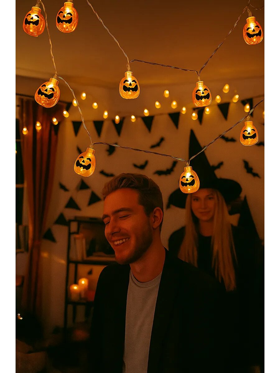 Гирлянда Хэллоуин Тыквы 6 м 40 шт