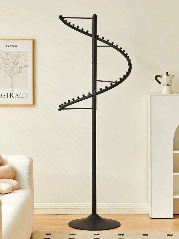 Вешалка-рейл, для одежды, напольная, черная, матовая, 180см x 62см x 62см