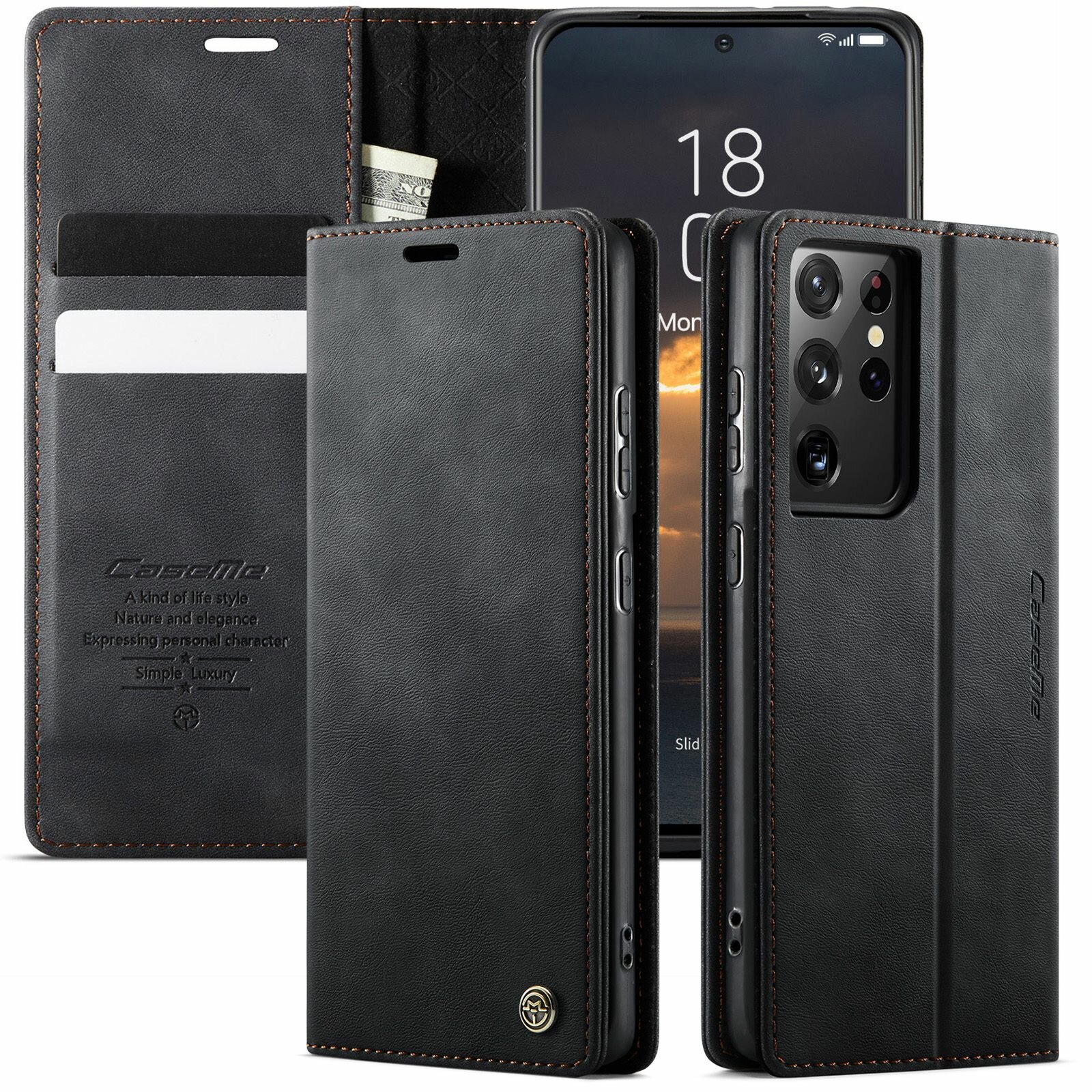 Чехол-книжка CaseMe RFiD Samsung Galaxy S21 Ultra черный