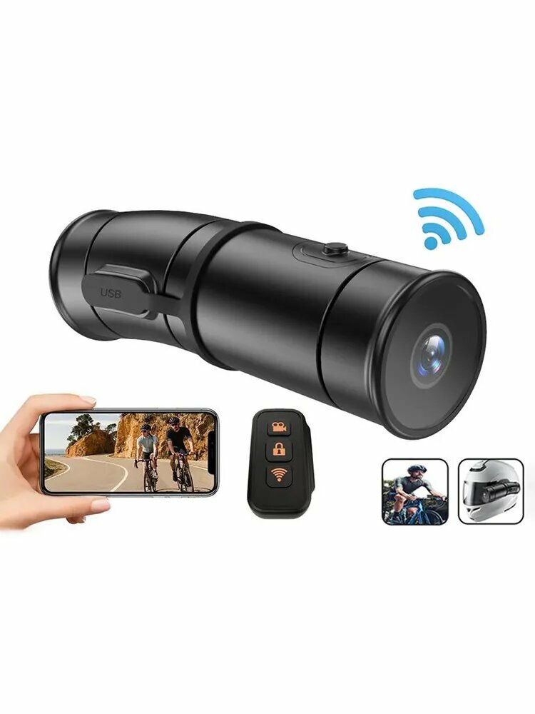 Экшн камера с креплением на руль велосипеда и шлем，Водонепроницаемая камера на шлеме