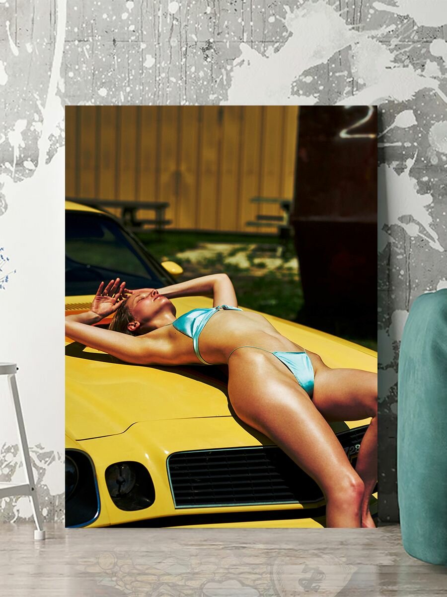 Картина на стену для интерьера - "Девушка и авто", 30х40 см.