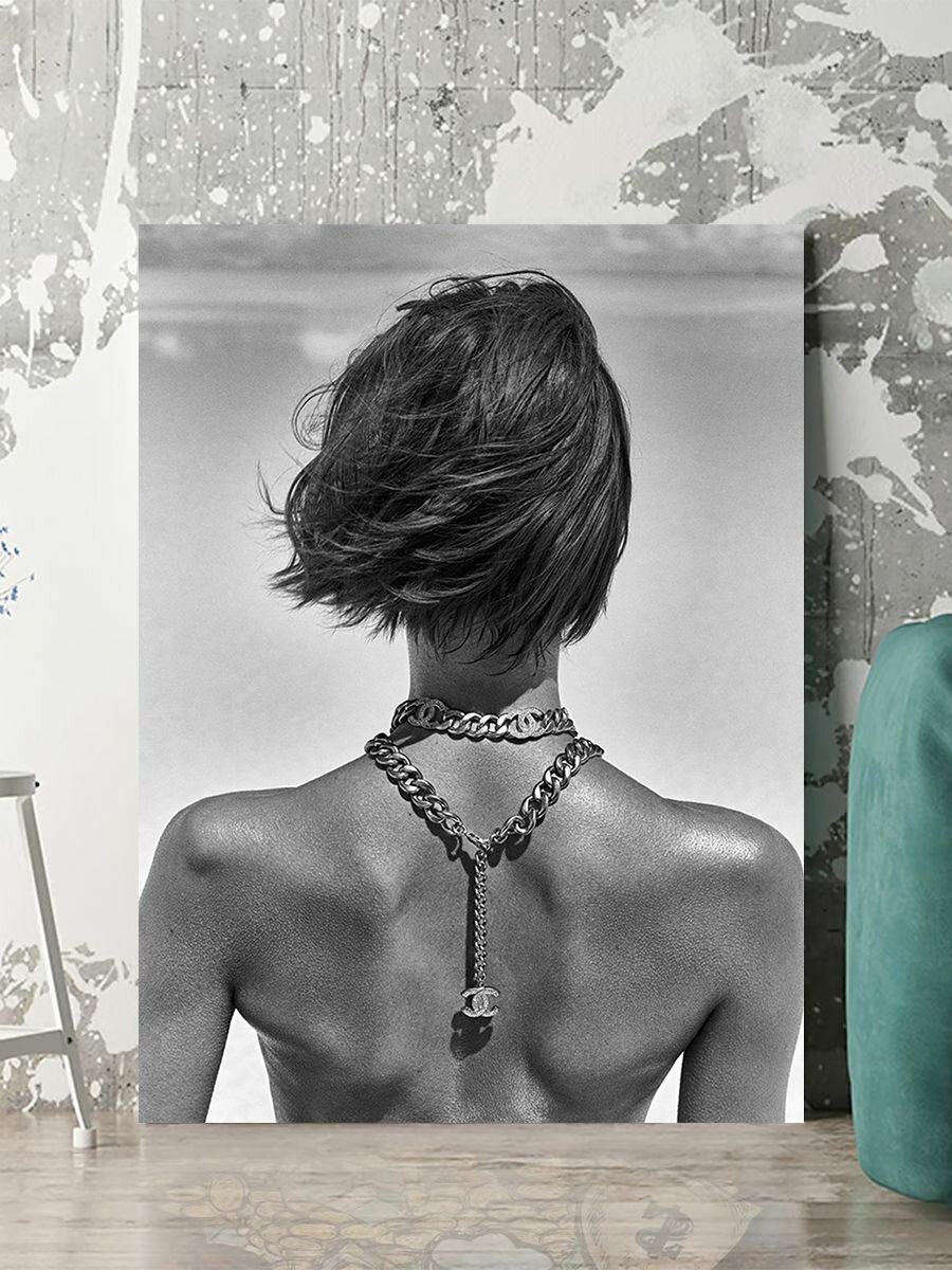 Картина интерьерная на стену - "Современное искусство, черно-белая эстетика, девушка", 50х70 см.