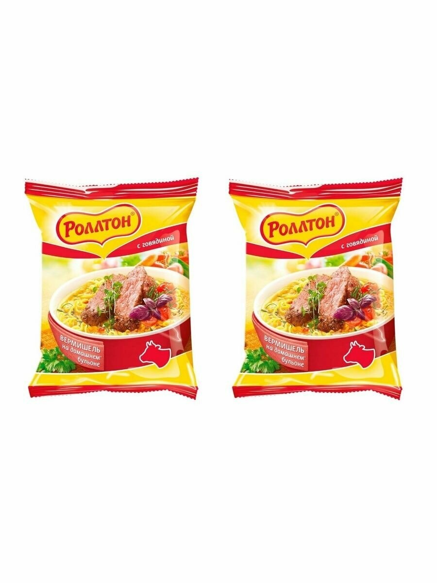 Вермишель быстрого приготовления с говядиной, Роллтон, Россия, 60 г х2шт