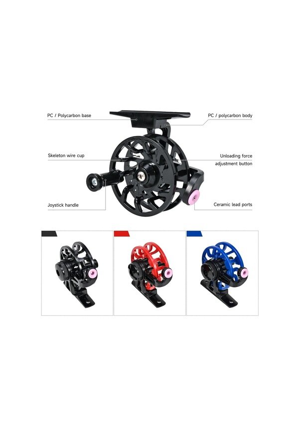 Катушка для подледной рыбалки Leo 28339 с направляющим кольцом, зимняя рыболовная катушка для плота, красная