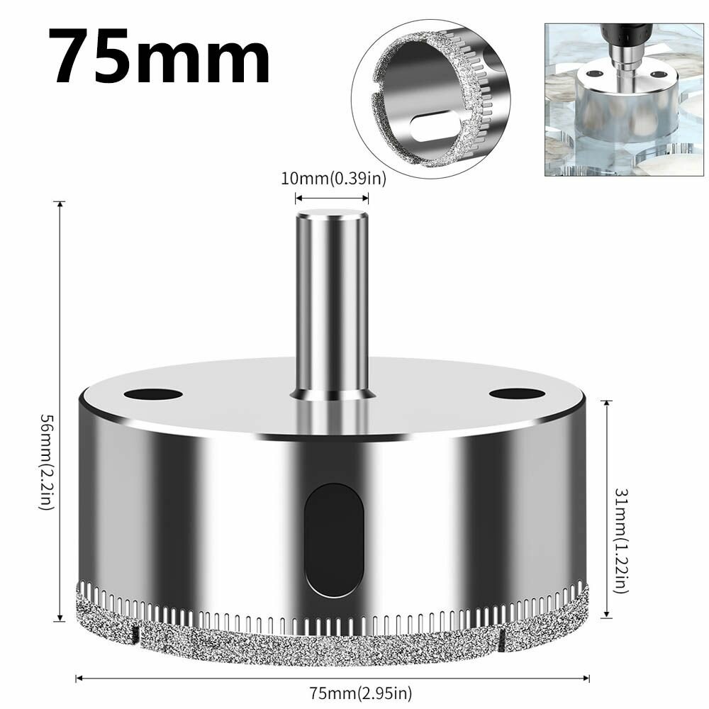 Коронка алмазная 75 мм по керамограниту и керамике