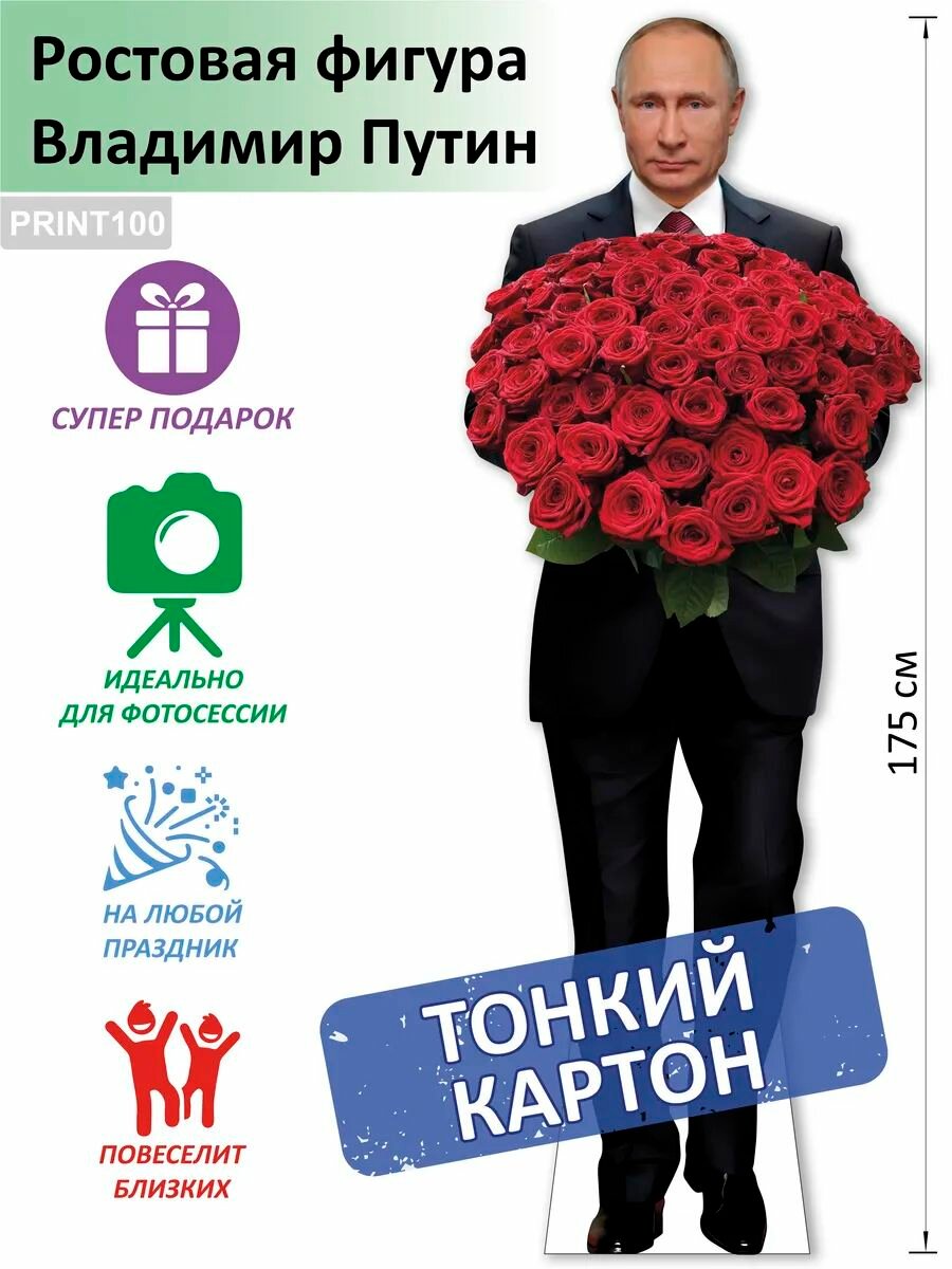Владимир Путин вид 26 Ростовая фигура, Тонкий картон, (Print100.ru)